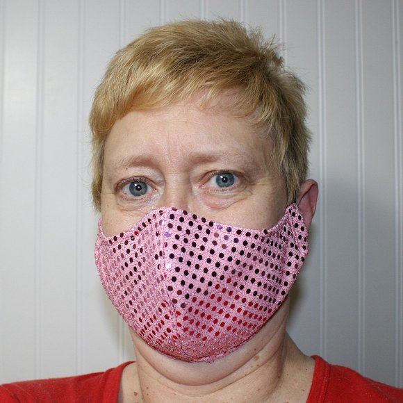 Hand Crafted | Accessories | Handmade Baby Pink Sequin Fabric Face Mask ...